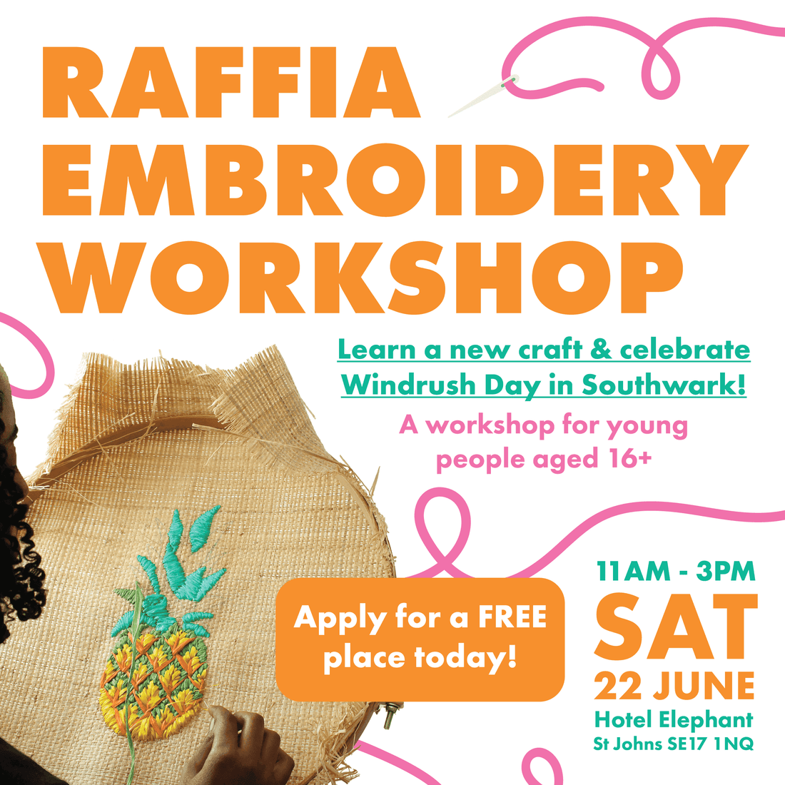 Raffia Embroidery Workshop for Windrush Day 2024 – Tihara Smith