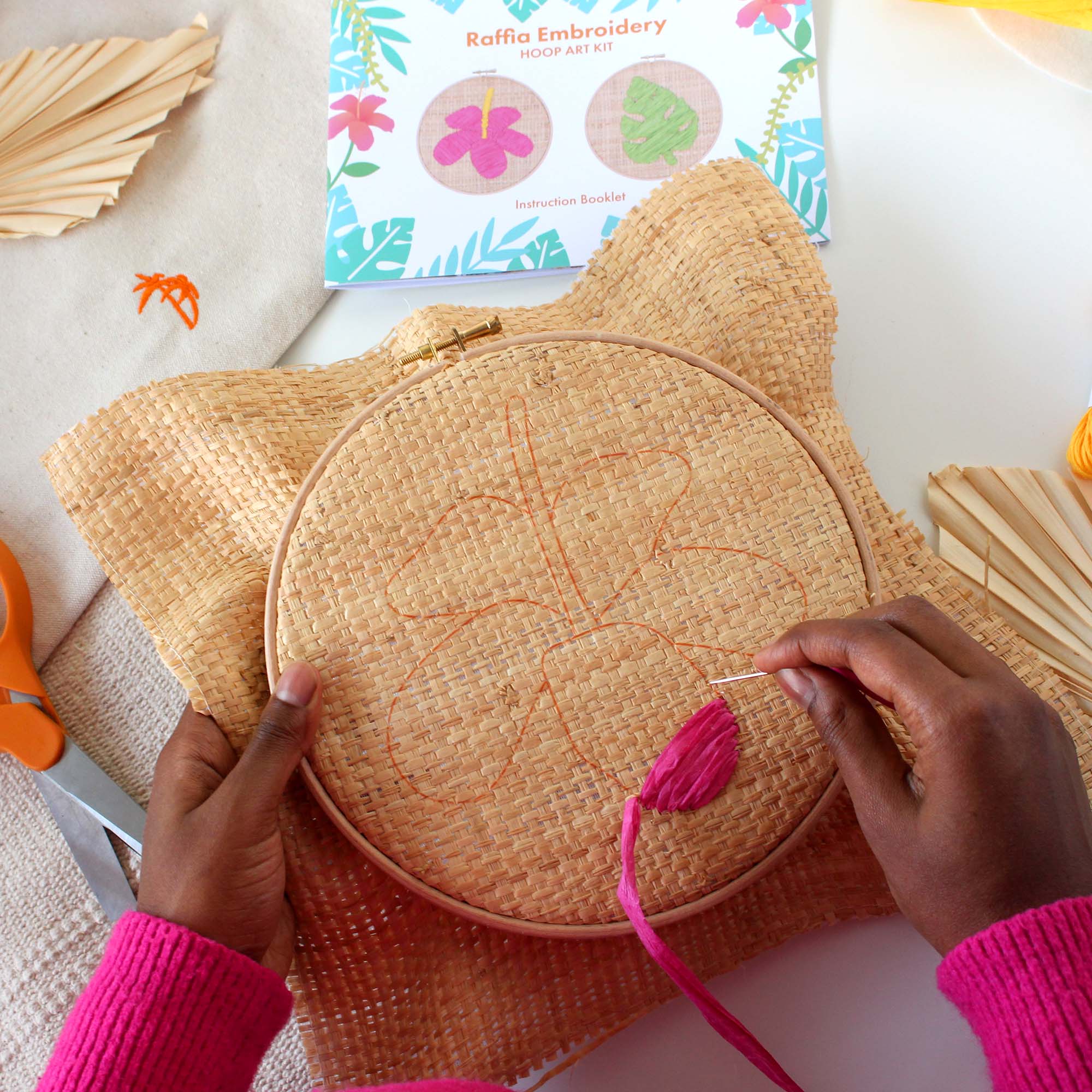 Raffia Embroidery Kit - Hibiscus - Modern Embroidery Kit - Hoop Art ...