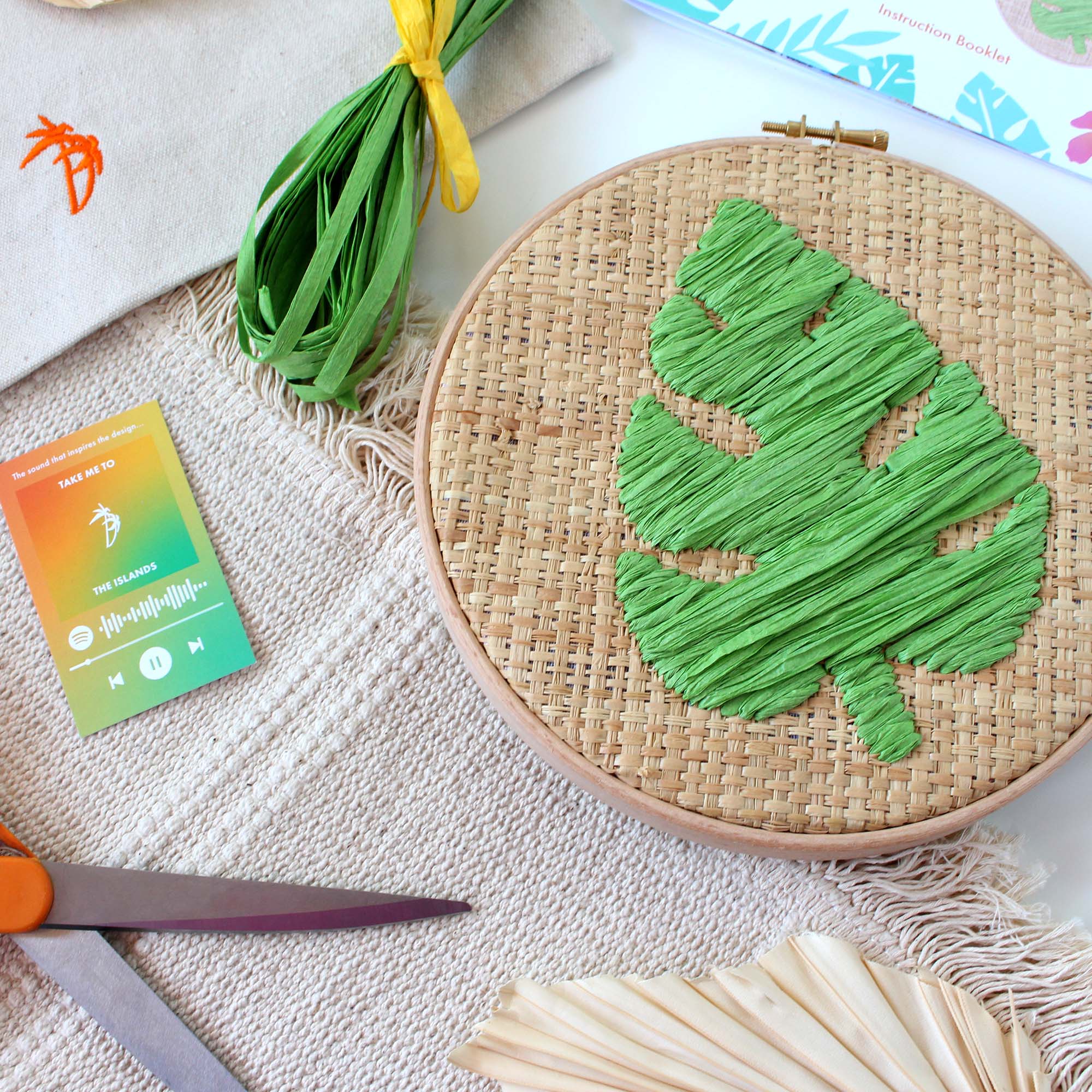 Raffia Embroidery Kit - Monstera - Modern Embroidery Kit - Hoop Art ...