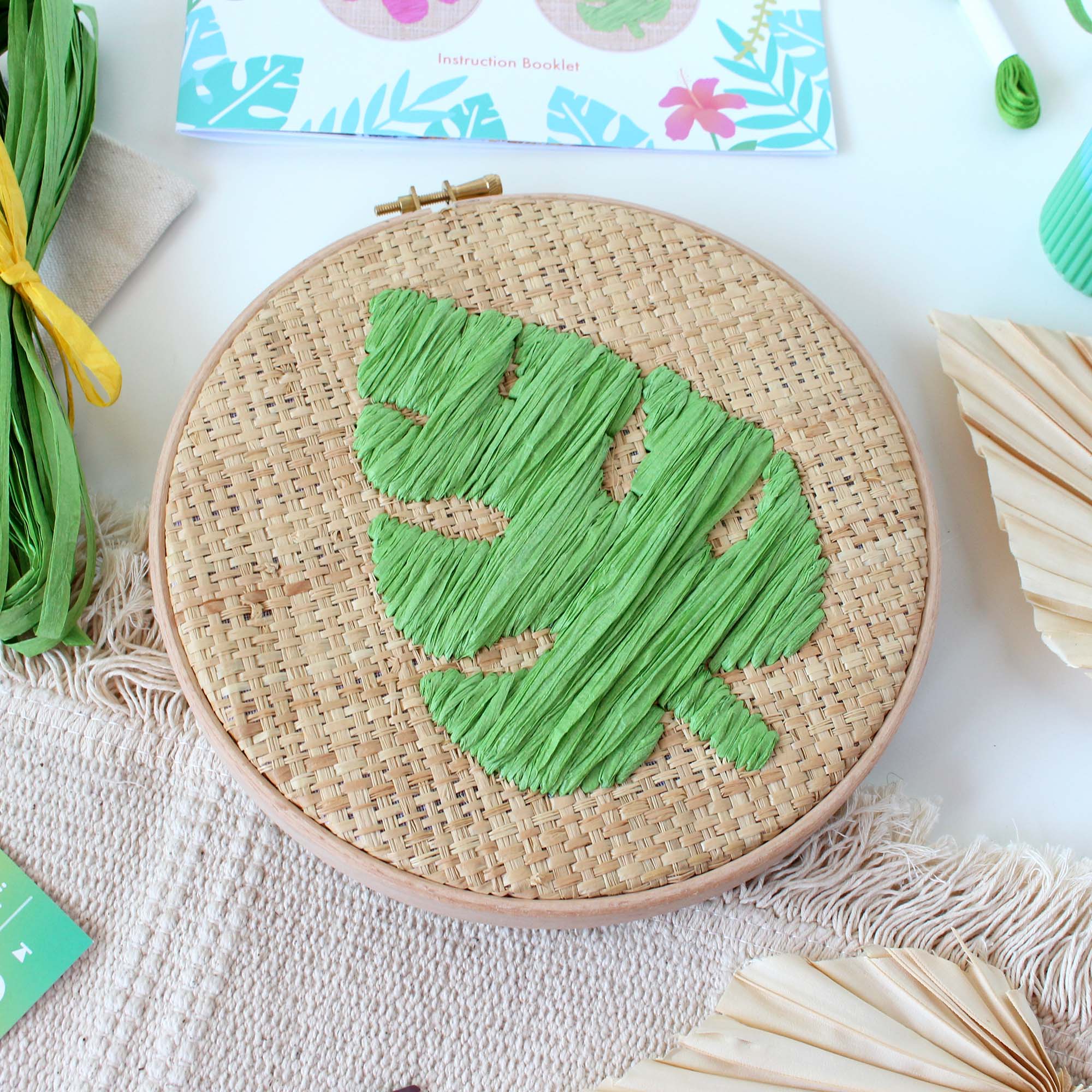 Raffia Embroidery Kit - Monstera - Modern Embroidery Kit - Hoop Art ...