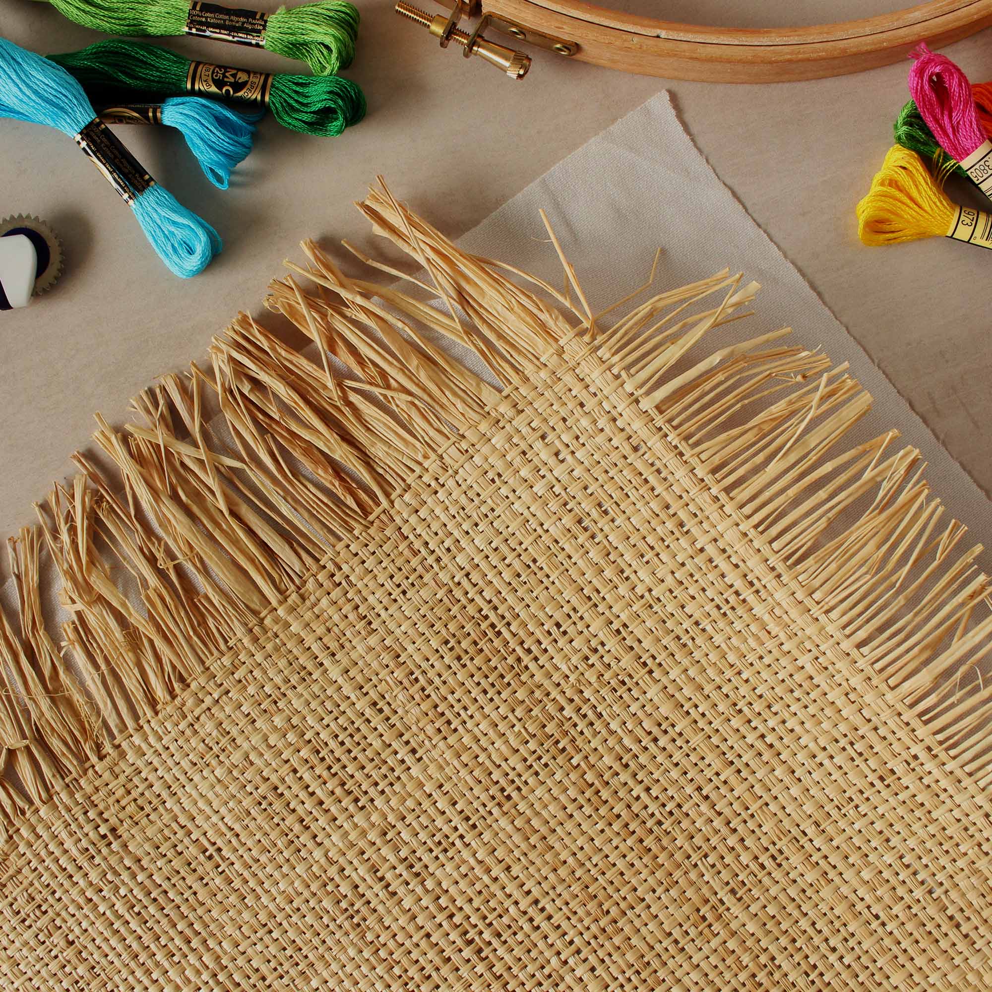 Natural Raffia Fabric for Raffia Embroidery - Stabilised Sheet 105cm x ...