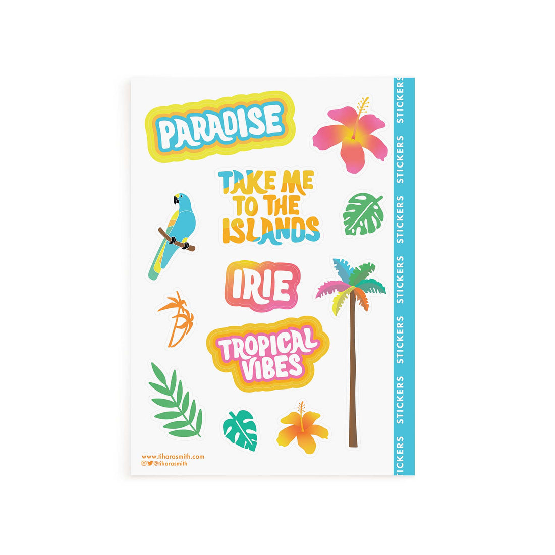Caribbean Paradise Sticker Sheet - Tropical Stickers for Journal ...